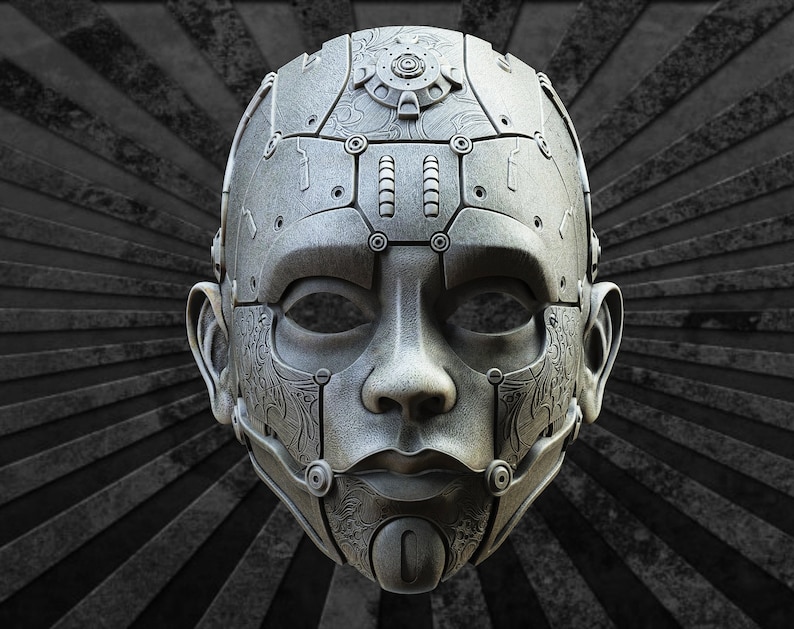 Futuristic Cyborg Robot Mask: 3D Printable Model for Cyberpunk Cosplay ...