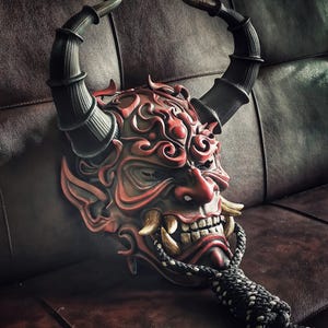 Authentic Japanese Oni Hannya Demon Mask for Samurai Cosplay, Halloween ...