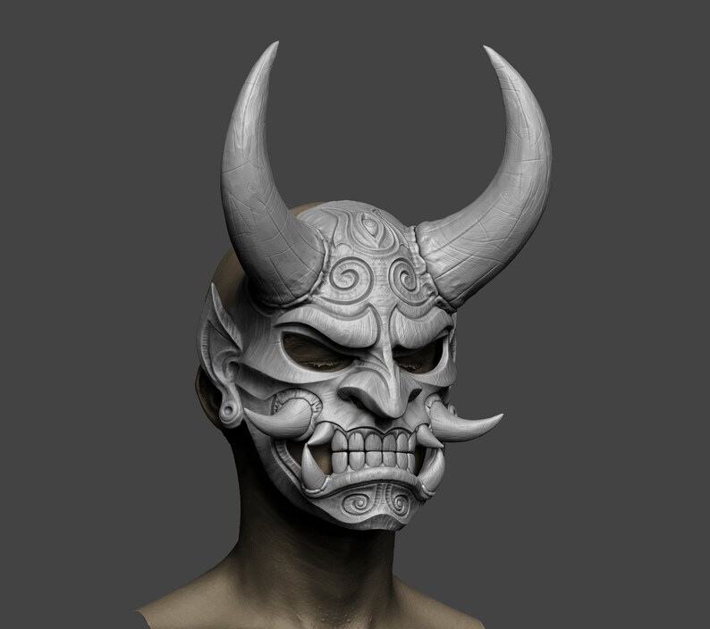 Oni Mask With Tanto Knife in Frame Model for 3D Print - Etsy