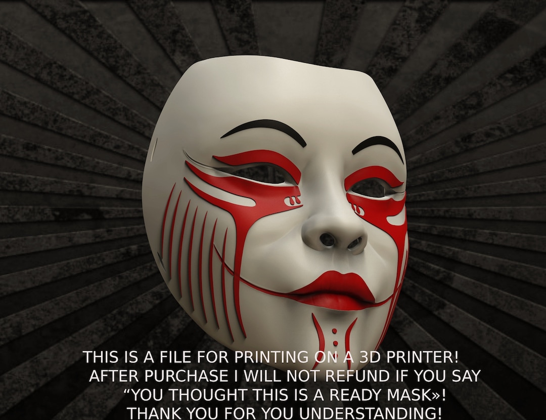 Geisha Mask Anime Mask Model for 3D Print - Etsy