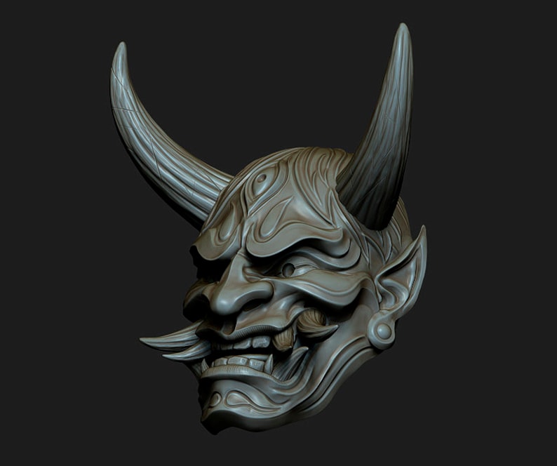 Hannya Oni Samurai Noh Mask: 3D Printable STL File for Magnet Pendant ...
