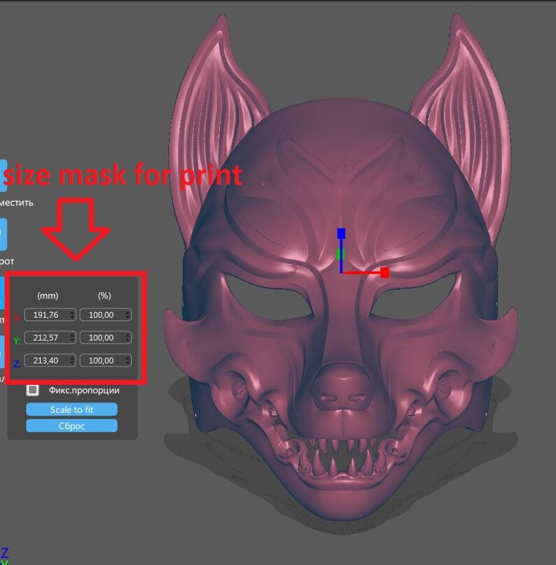 Kitsune Mask With Fangs Anime Mask Model for 3D Print - Etsy