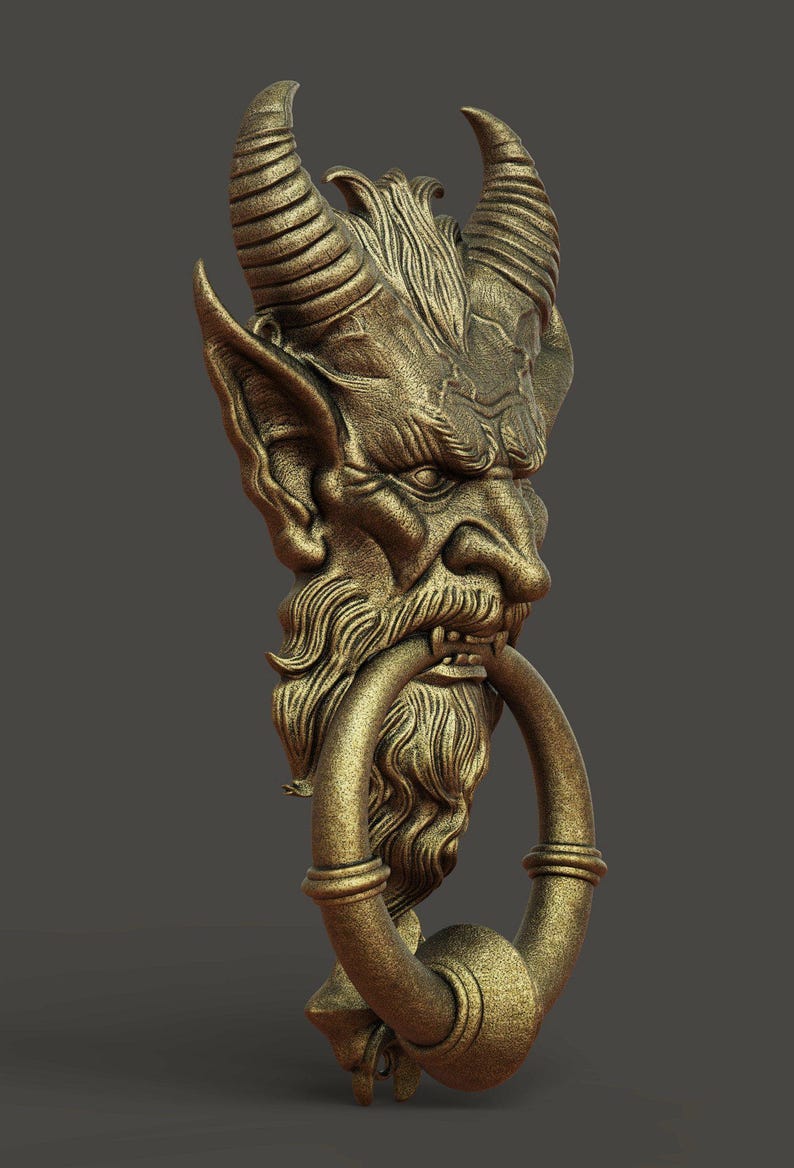Krampus Door Knocker STL — High Detail 3D Model for Home Decor, Gothic ...