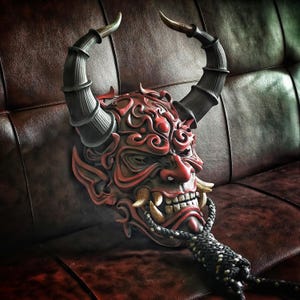 Authentic Japanese Oni Hannya Demon Mask for Samurai Cosplay, Halloween ...
