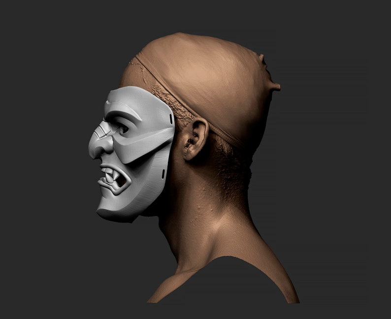 3D Printable Kabuto Samurai Mask STL File – Hannya Oni Demon Mempo ...