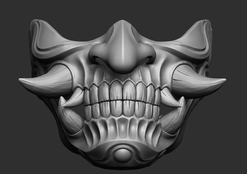 Traditional Japanese Hannya & Oni Half Masks - 3D Printable STL Files ...