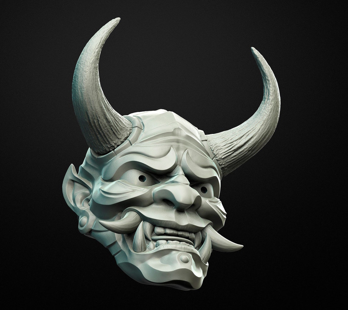 Hannya Oni Samurai Noh Mask Magnet Pendant STL File for 3D - Etsy