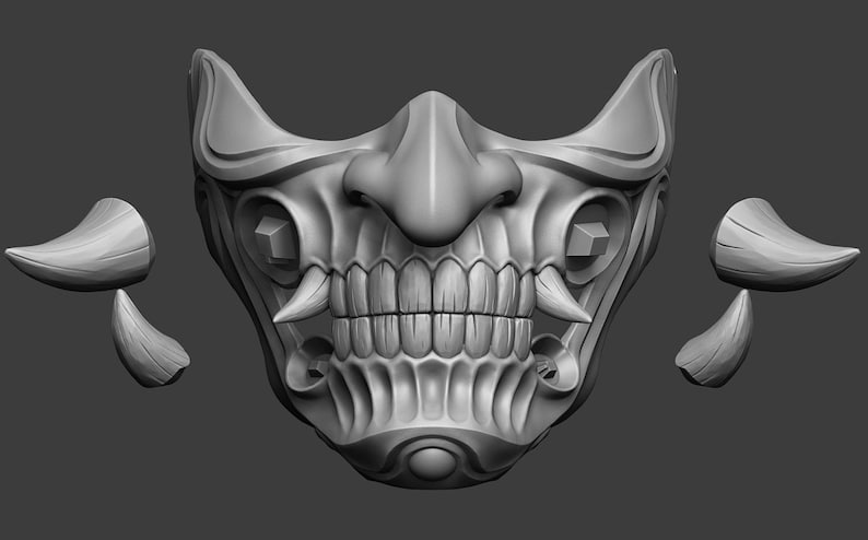 Traditional Japanese Hannya Half Mask Oni Half Mask 2 STL File - Etsy