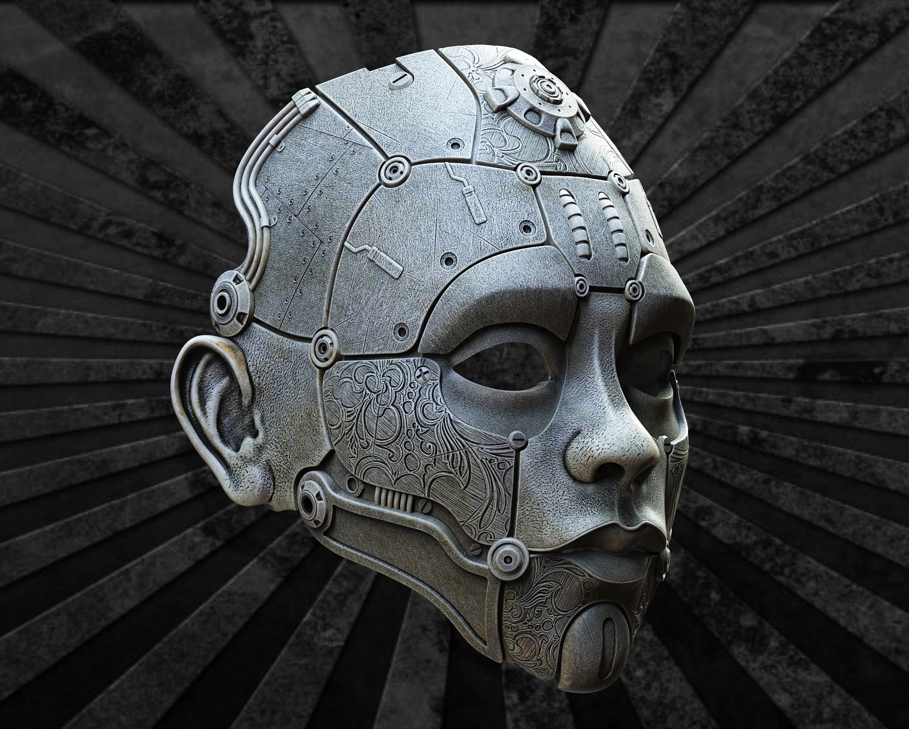 Futuristic Cyborg Robot Mask: 3D Printable Model for Cyberpunk Cosplay ...