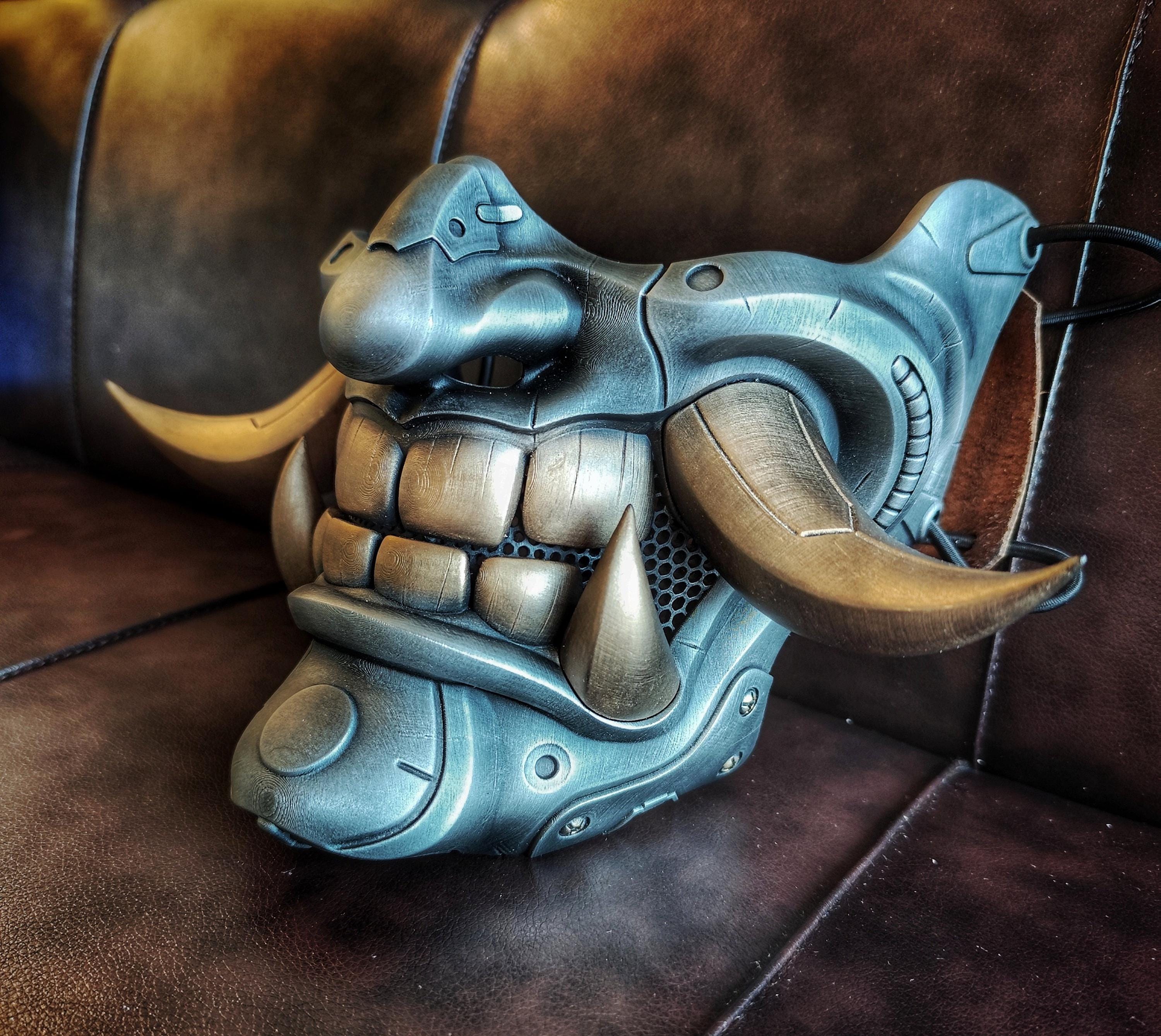 Cyberpunk Oni Half Mask: Samurai-inspired Cosplay Accessory for ...