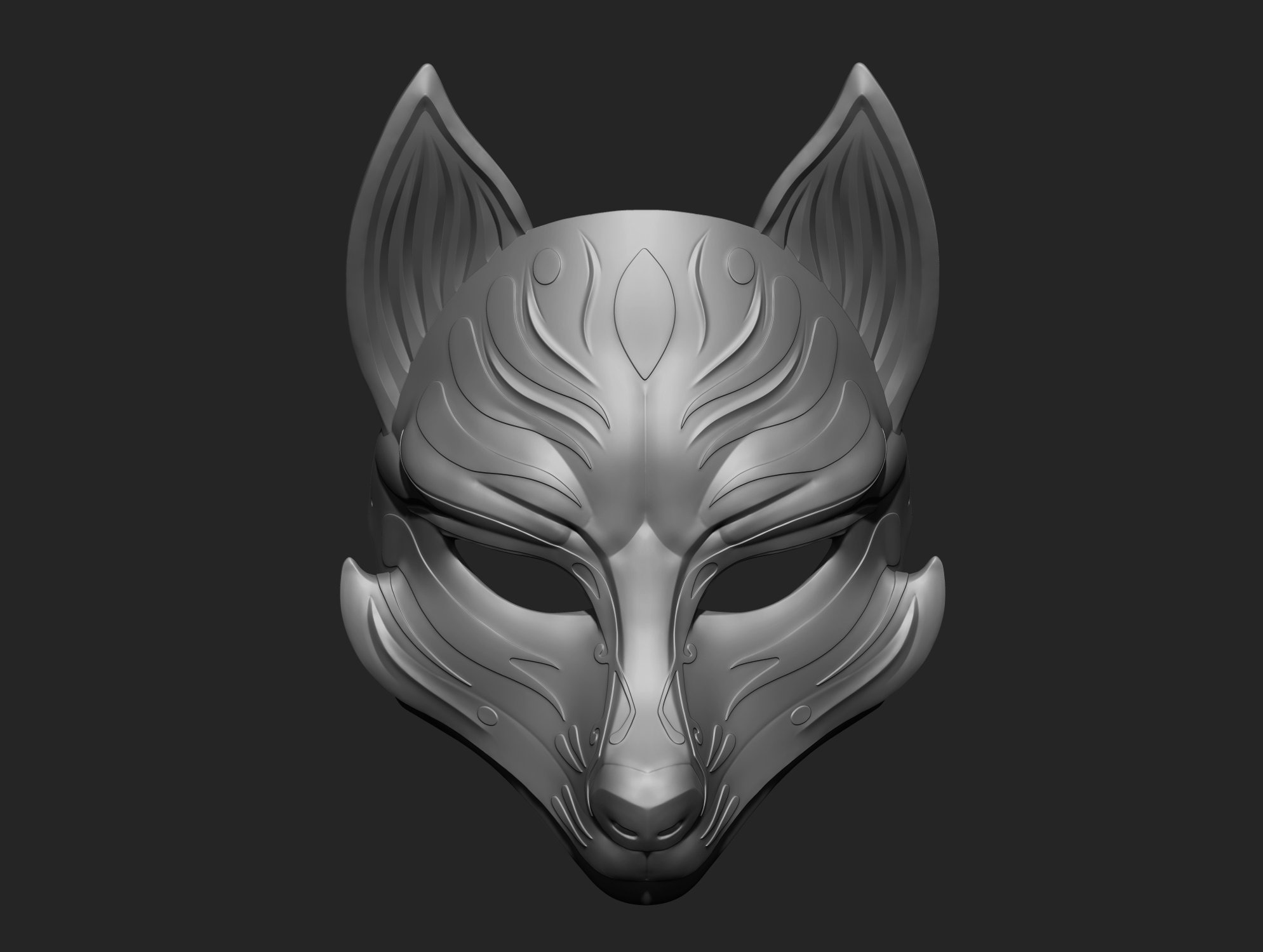 Kitsune Anime Fox Mask 3D Printable Model for Cosplay, Halloween, and ...