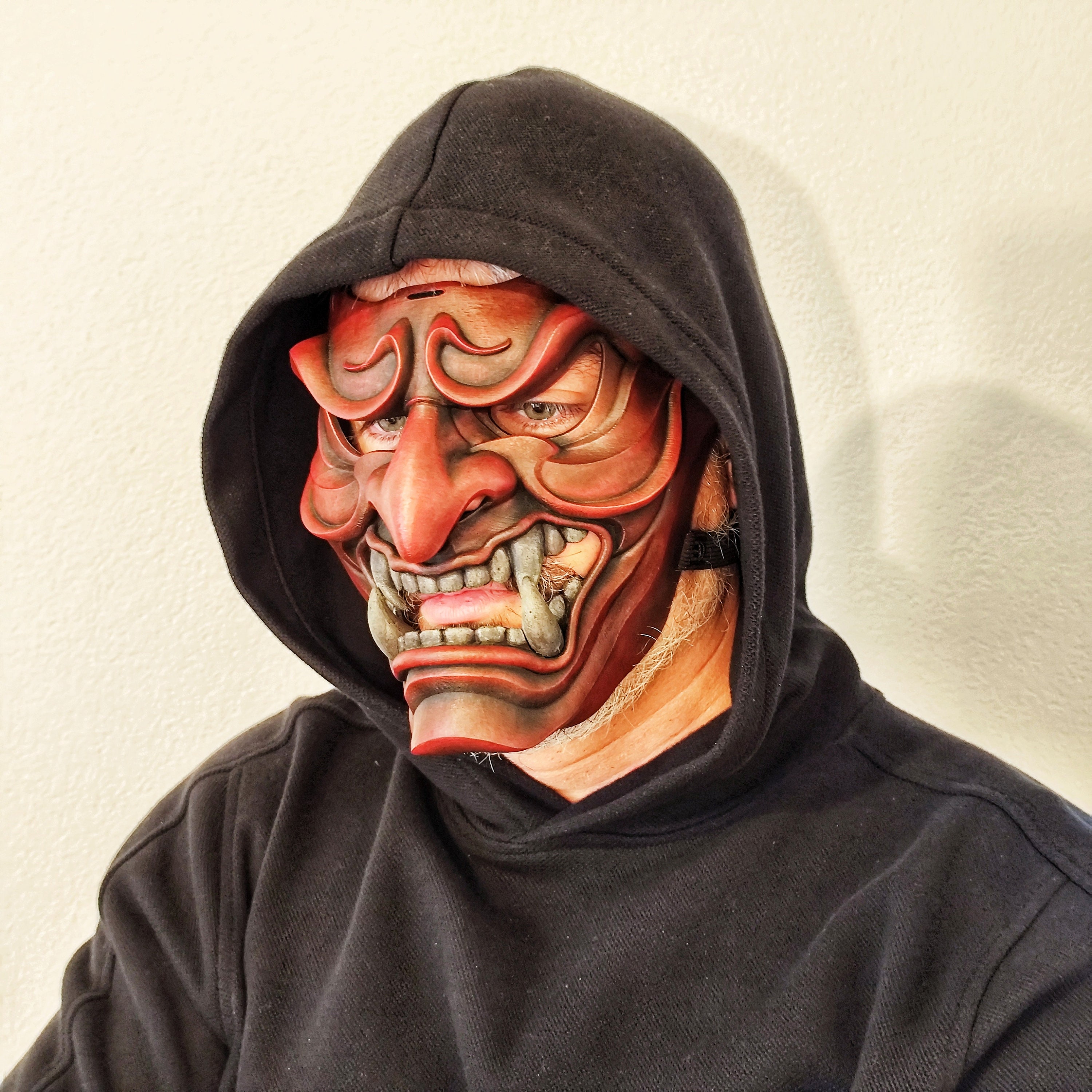 Red Samurai Mempo Full Face Mask - Japanese Warrior Cosplay Costume ...