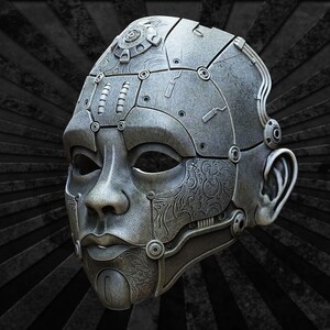 Futuristic Cyborg Robot Mask: 3D Printable Model for Cyberpunk Cosplay ...