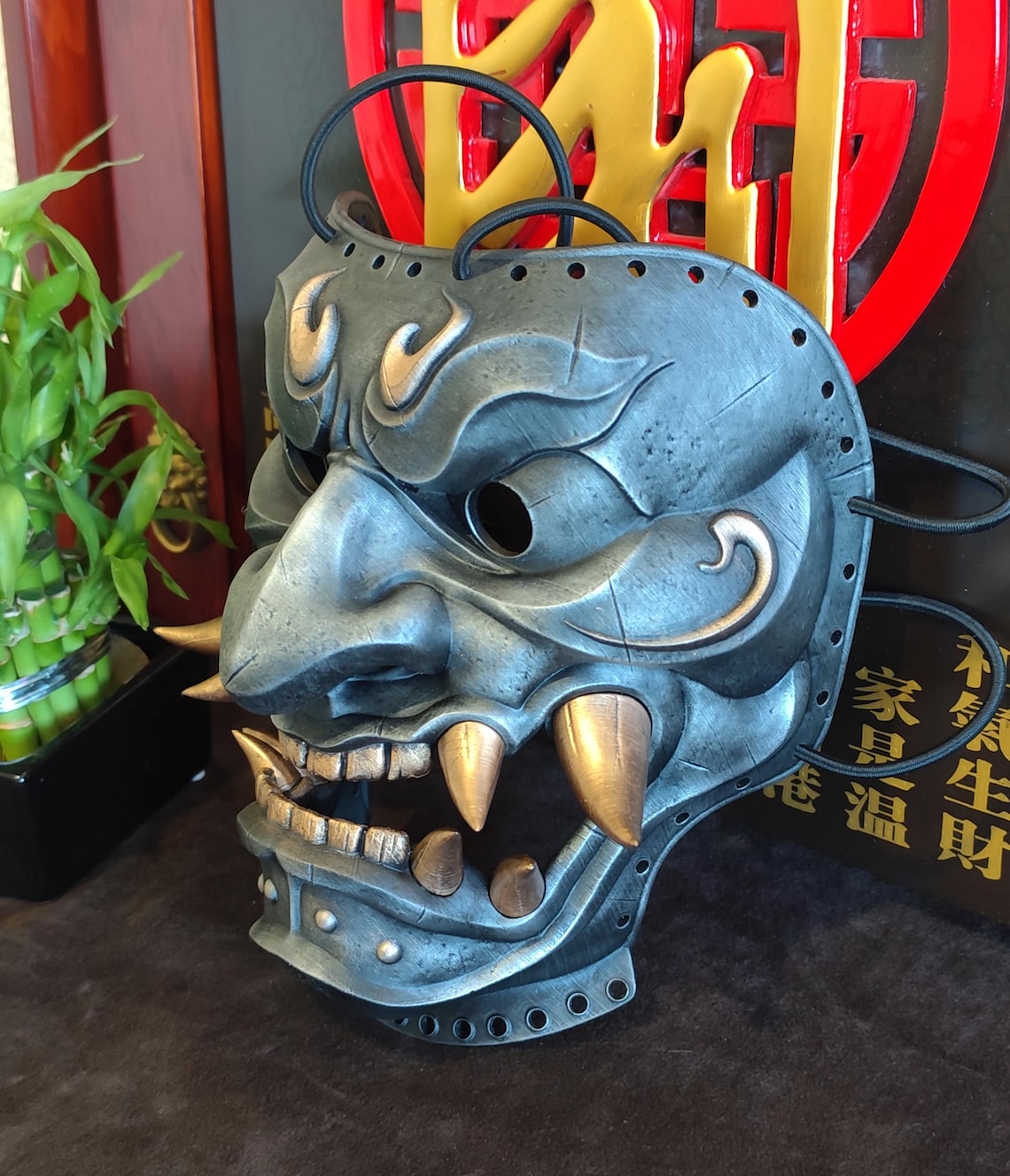 Kage Oni Shadow Demon Samurai Menpo Mask With Leather Strap - Japanese ...