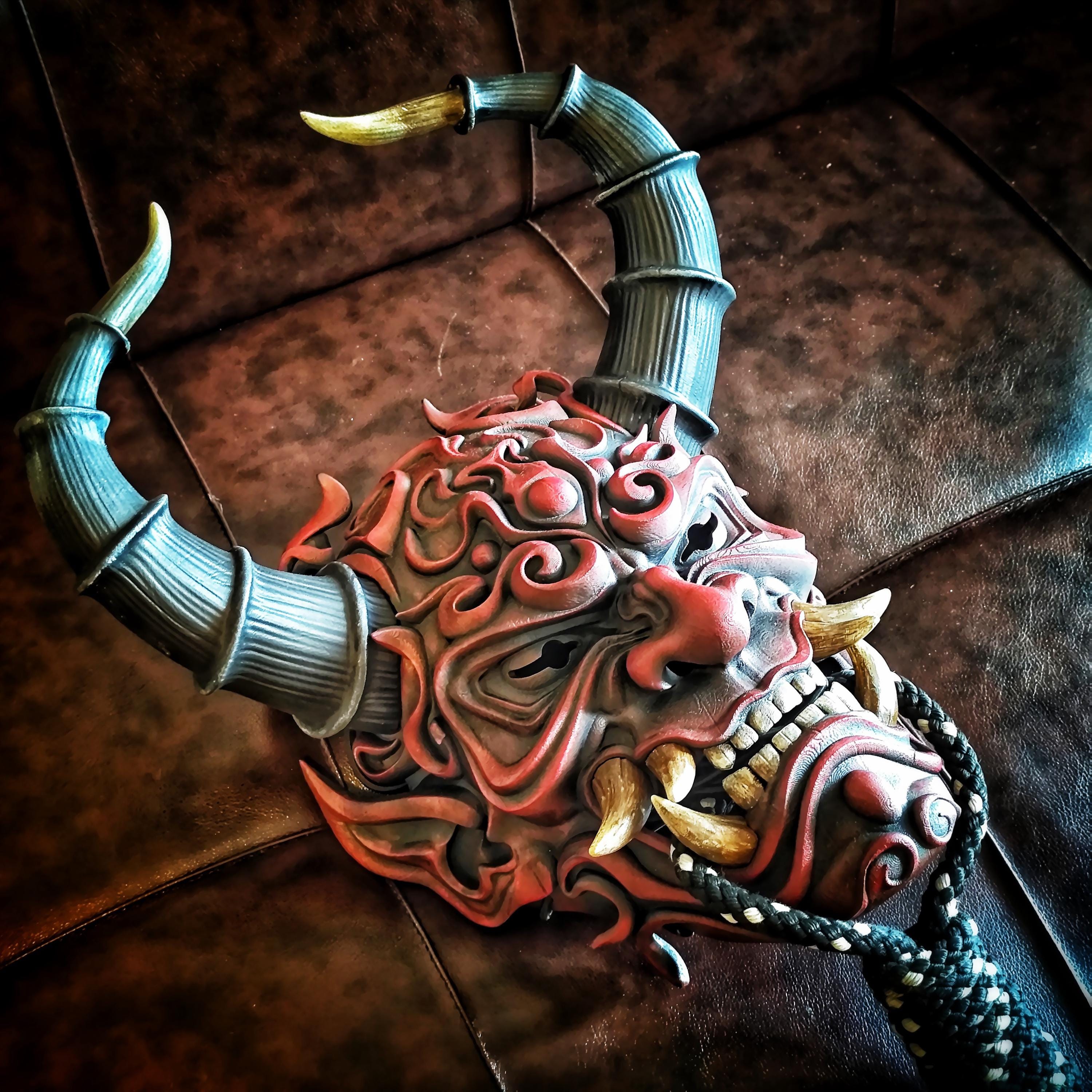 Authentic Japanese Oni Hannya Demon Mask for Samurai Cosplay, Halloween ...