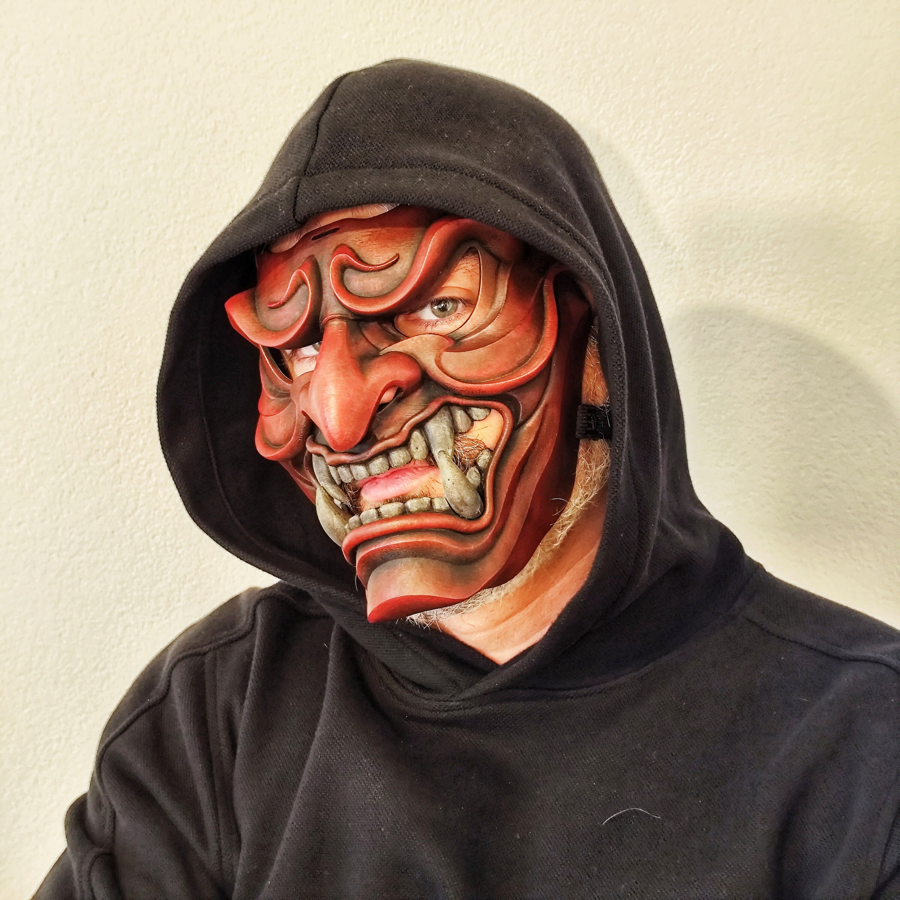 Red Samurai Mempo Full Face Mask - Japanese Warrior Cosplay Costume ...