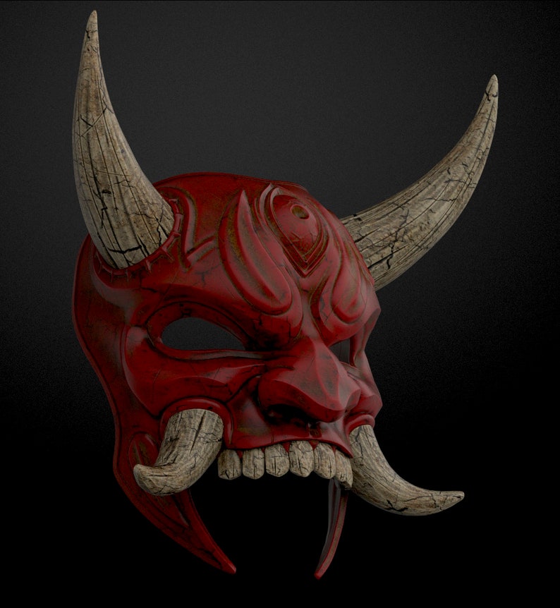 Japanese Hannya Oni Demon Mask 3D Model STL File for Samurai Costume ...
