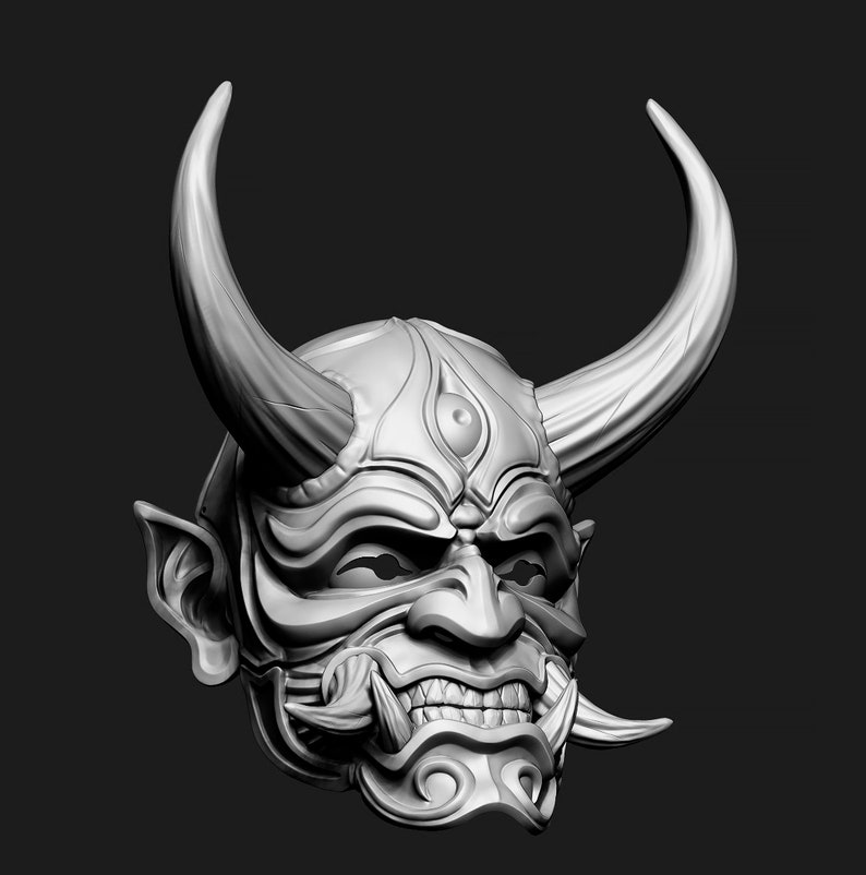 Japanese Hannya Oni Demon Samurai Mask STL File for 3D Printing - Ghost ...