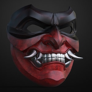 Menpo Samurai Mask 3D Printable Model - Japanese Warrior Cosplay Armor ...