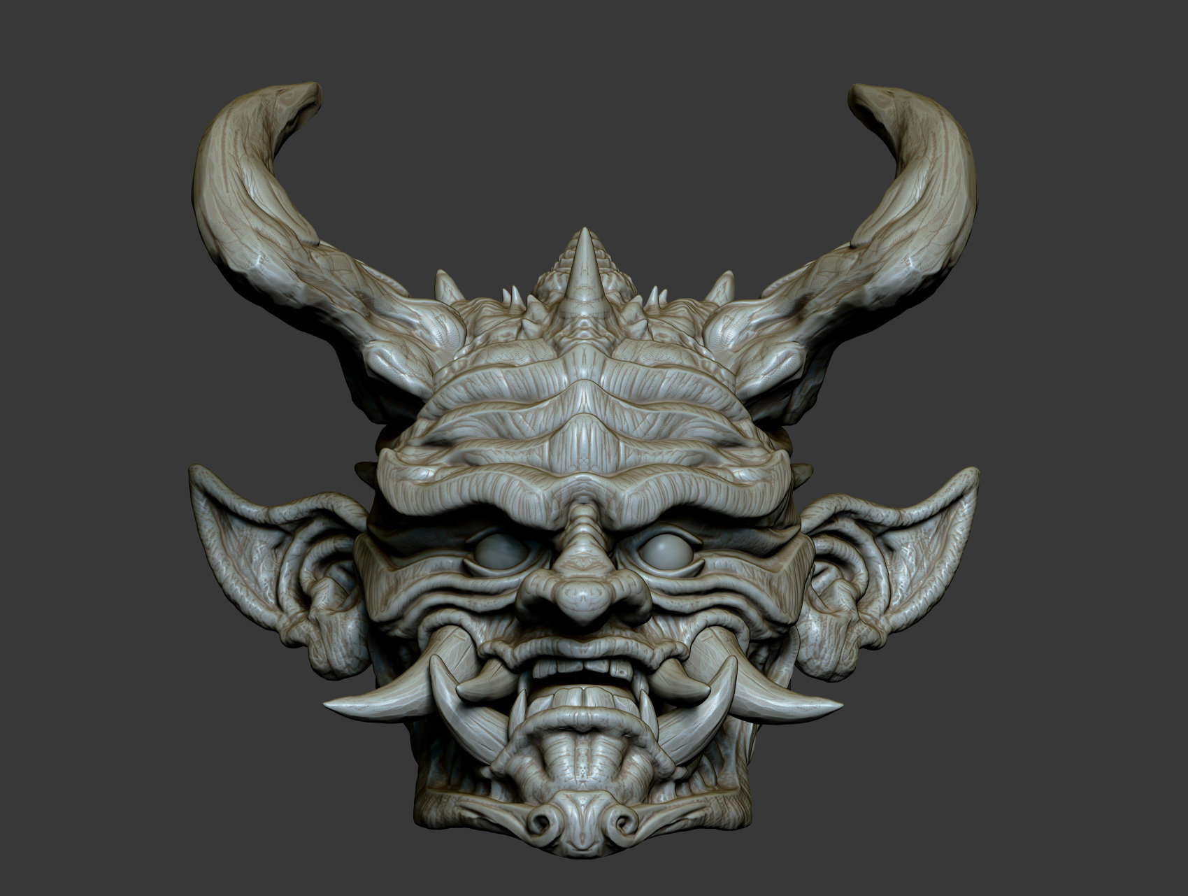 Hannya Oni Samurai Noh Mask: 3D Printable STL File for Magnet Pendant ...