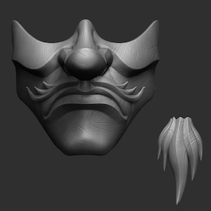Japanese Tengu Oni Demon Half Mask 3D Printable Model for Cosplay ...