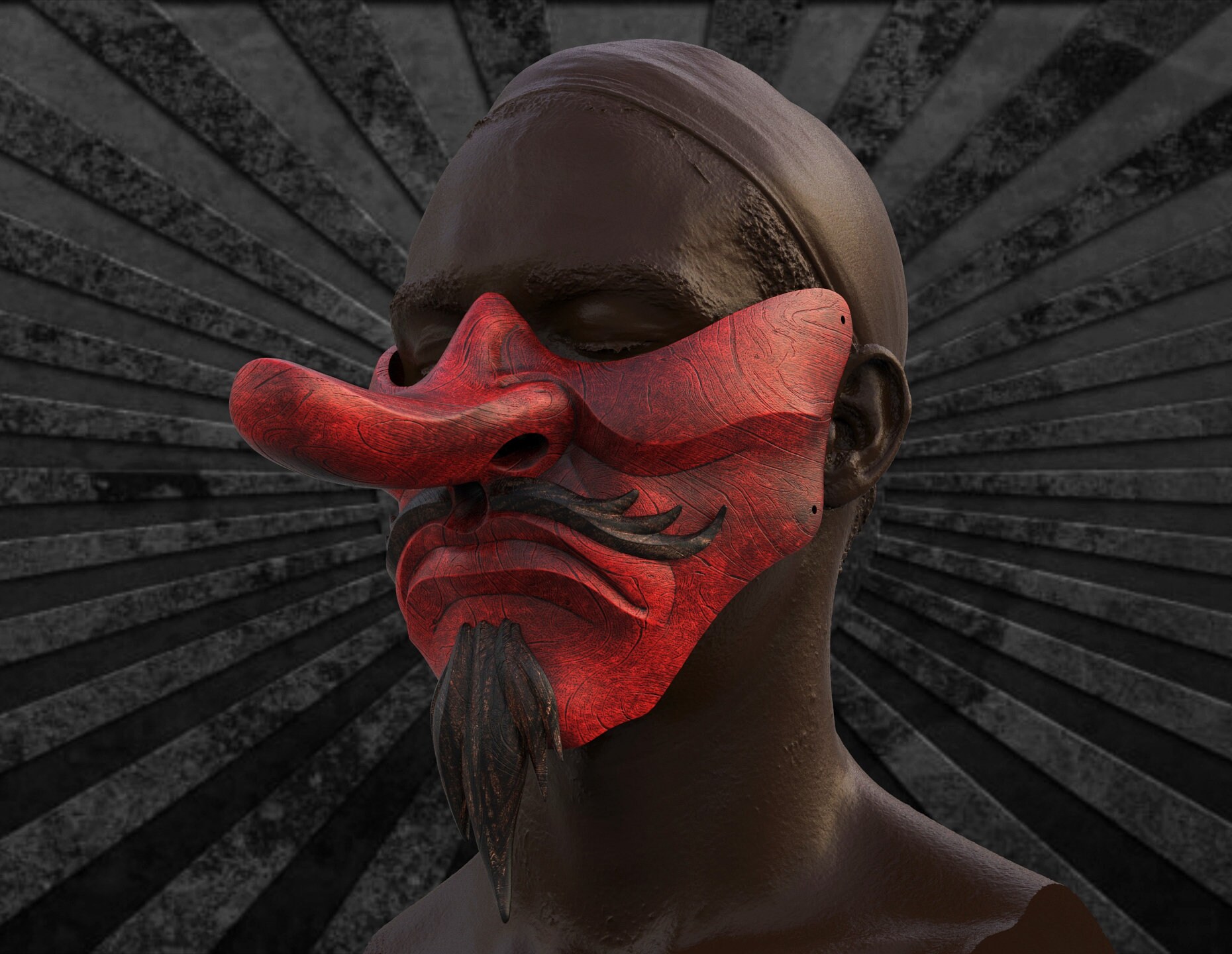 Japanese Tengu Oni Demon Half Mask 3D Printable Model for Cosplay ...