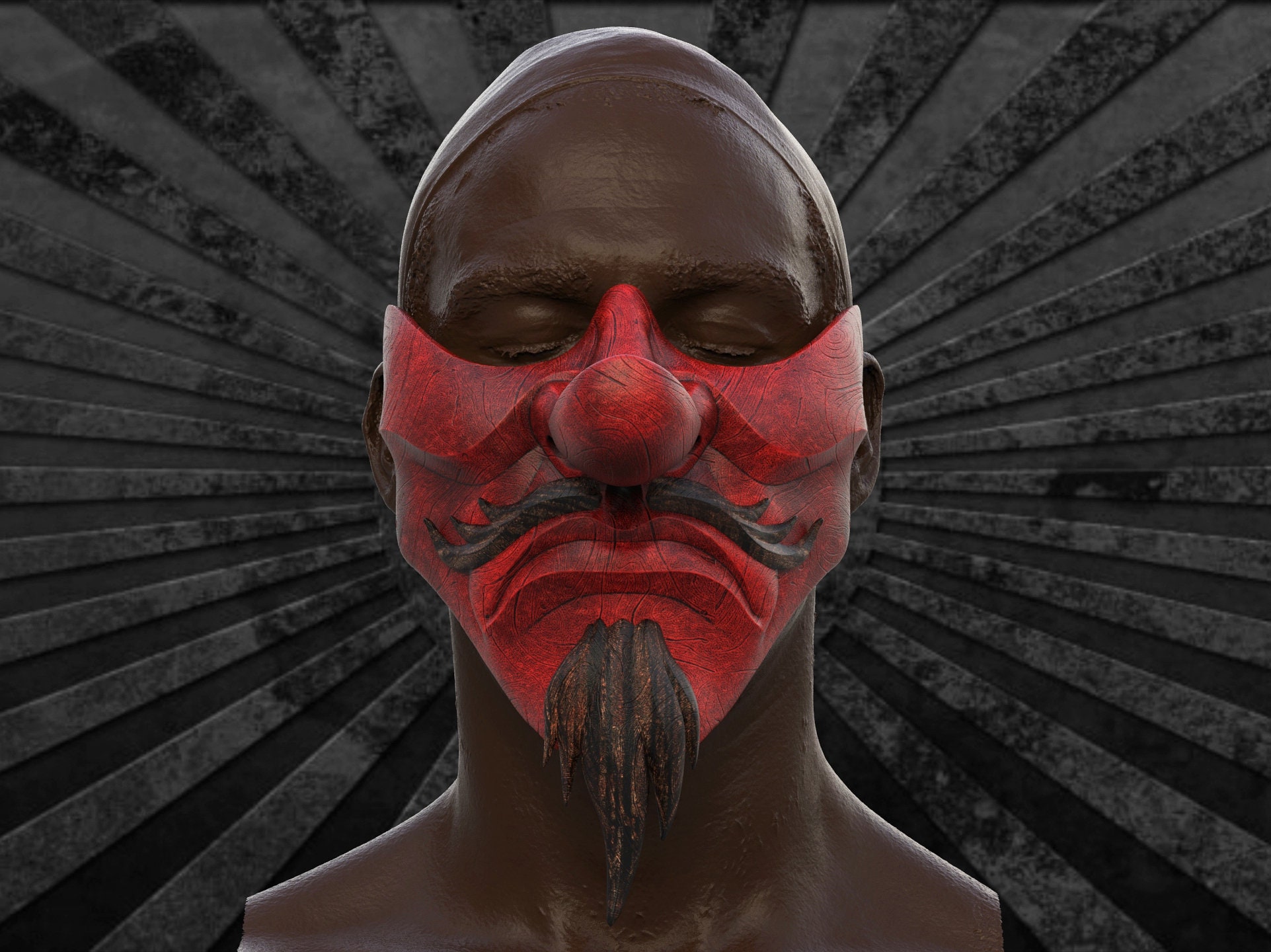 Japanese Tengu Oni Demon Half Mask 3D Printable Model for Cosplay ...