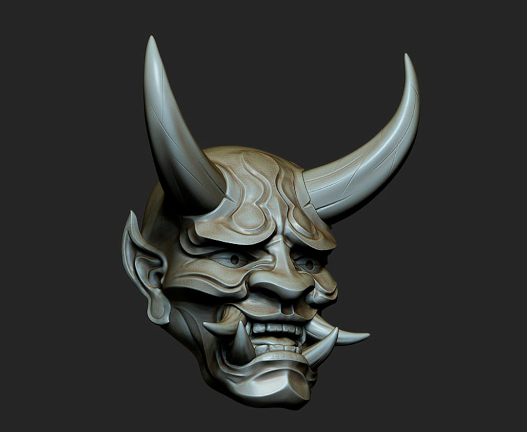 Hannya Oni Samurai Noh Mask Magnet Pendant Model STL File for 3D Print ...
