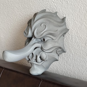 Hand-painted Japanese Tengu Oni Demon Mask – Noh Theater Costume ...