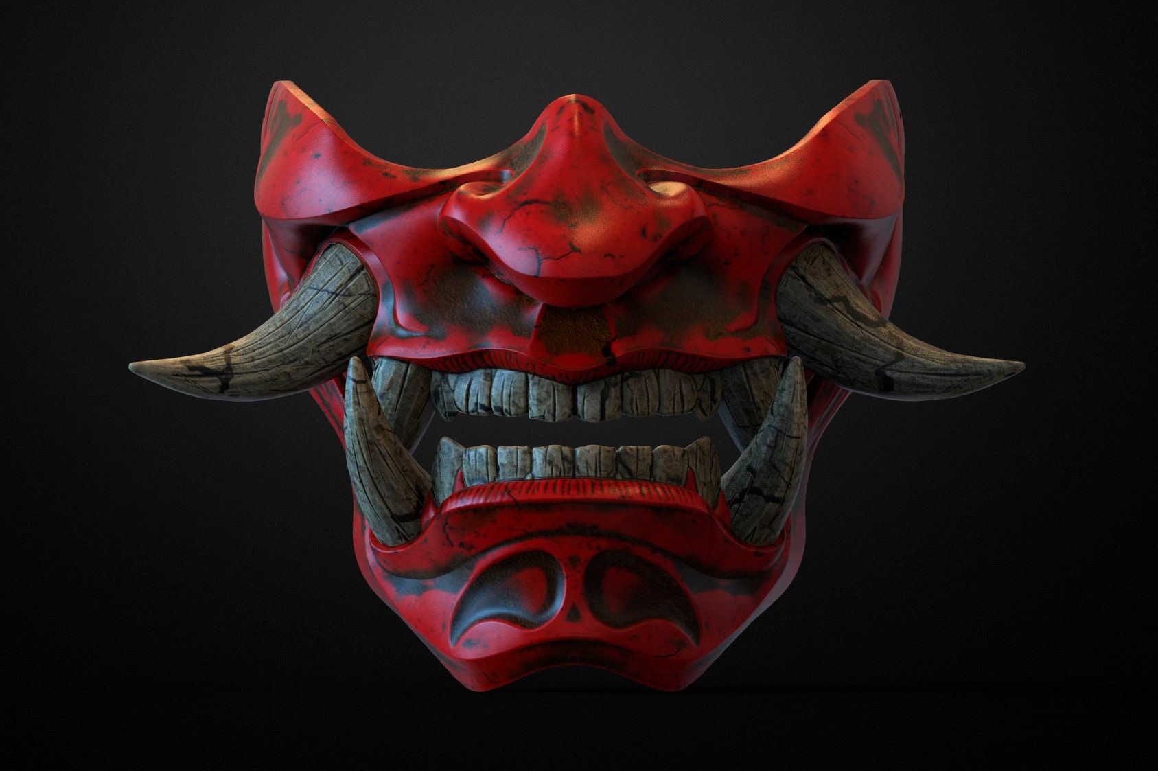 Traditional Japanese Hannya Half Mask Oni Half Mask STL File - Etsy ...