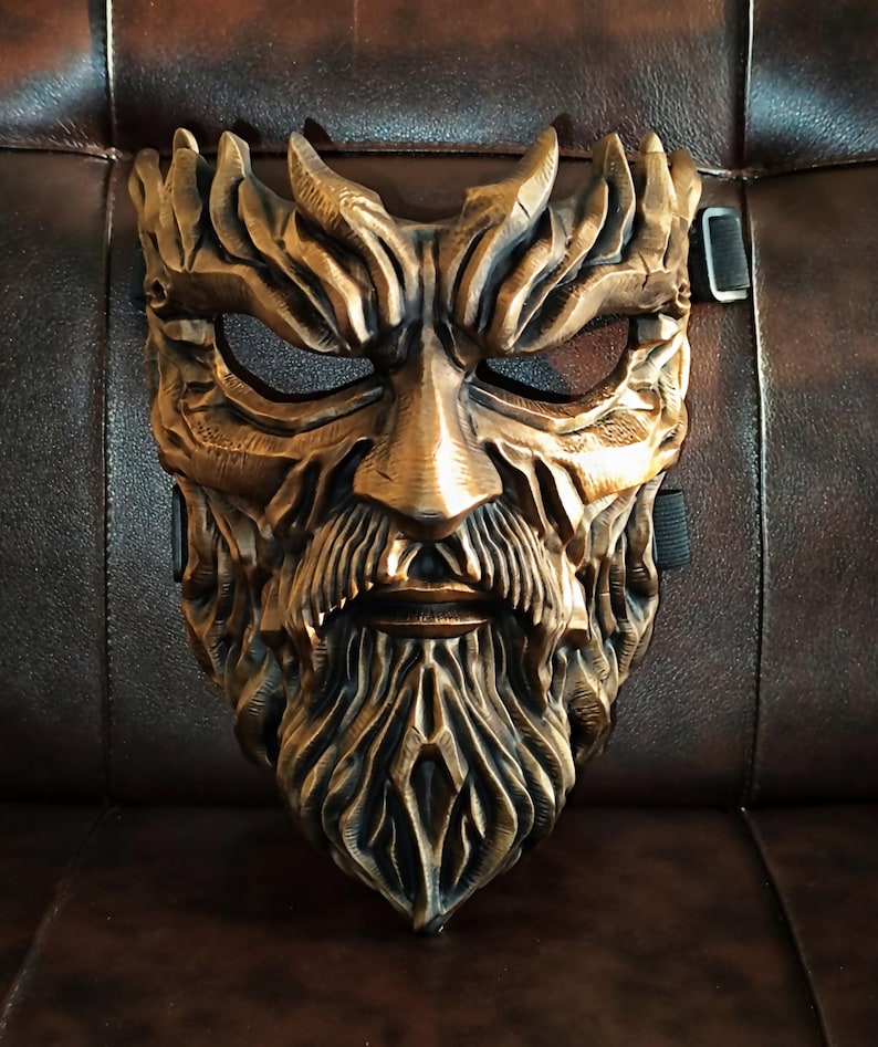 Gold Eternal Warden Mask: Fantasy LARP Cosplay Costume Accessory for ...