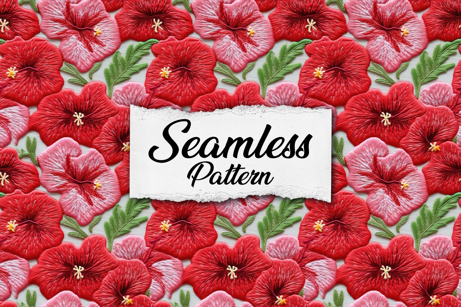 Summer Hibiscus Flowers Embroidery | Tropical Floral Stitched Pattern ...