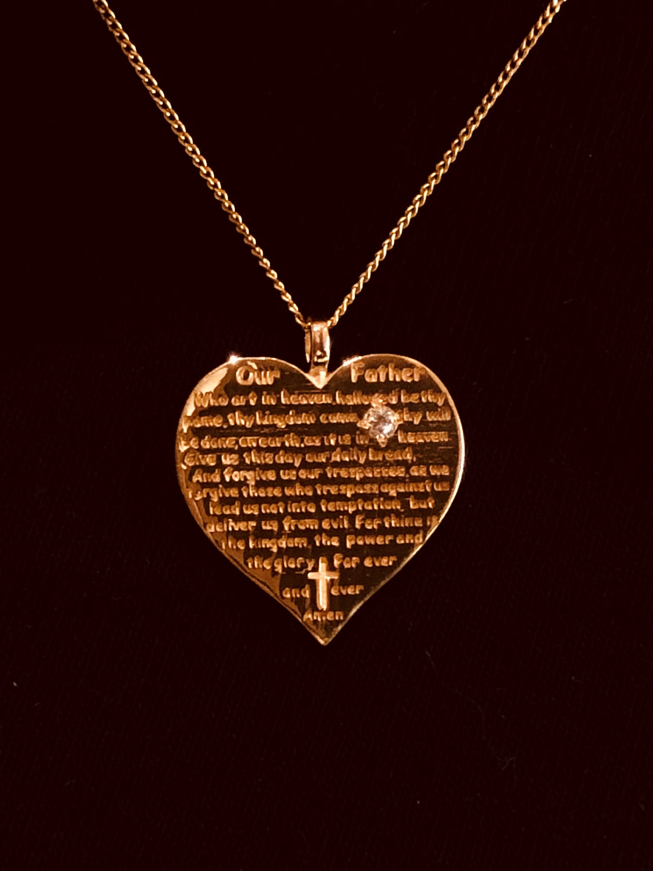 Gold Heart Pendant With Lord's Prayergold Heart Pendant With an ...