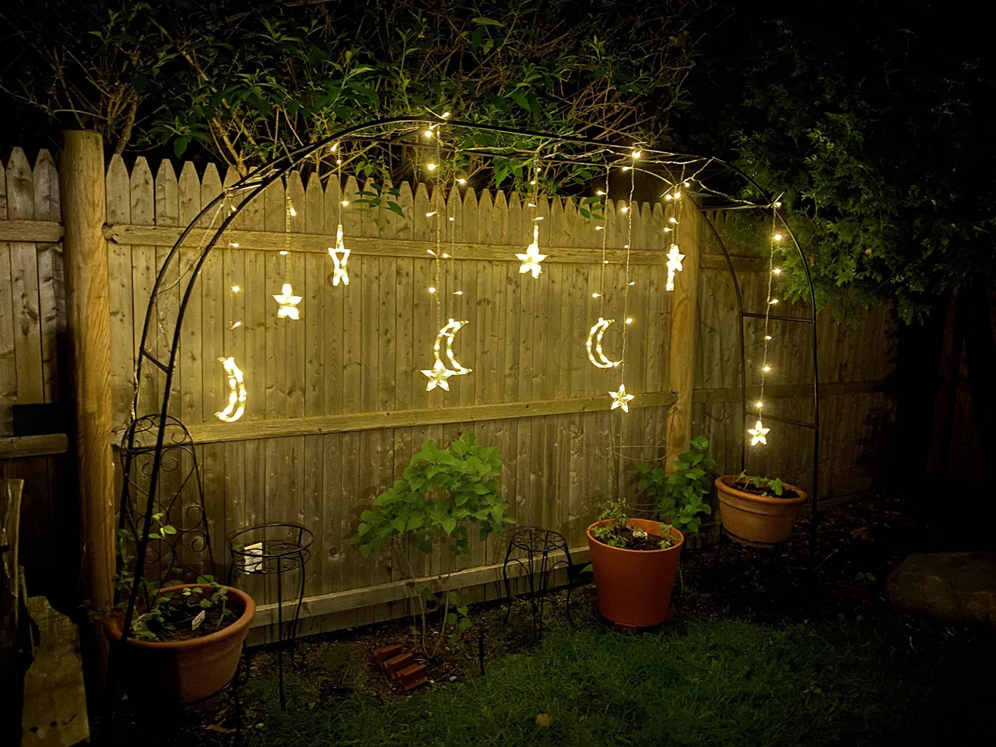 138 LED Star Moon Lights Solar Garden Decor Outdoor String | Etsy