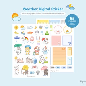 Cute Weather Stickers for Digital Planner Weather Icon Goodnotes ...