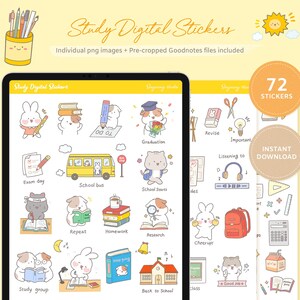 Cute Study Digital Stickers for GoodNotes Planner Hand drawn | Etsy
