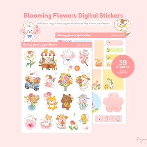 Cute Blooming Flowers Stickers for Digital Planner Spring Floral ...