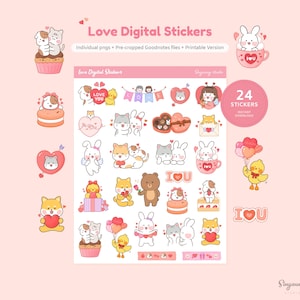 Cute Love Stickers for Digital Planner | Romantic Valentine's Day ...