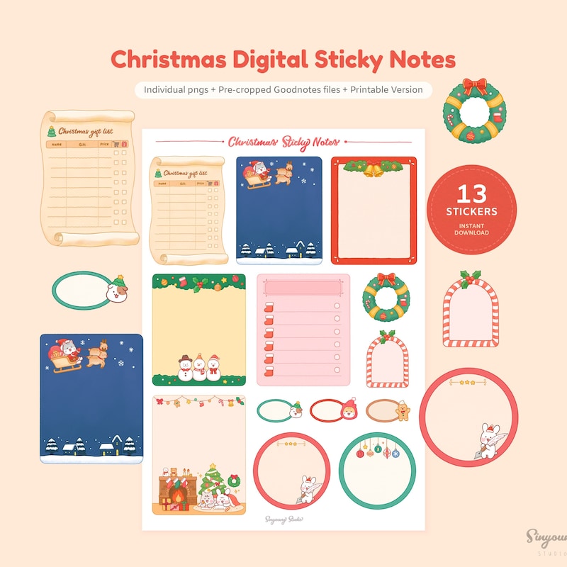Christmas Sticky Notes - Etsy
