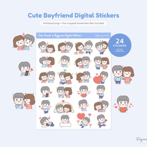 Cute Couple Digital Planner Stickers | Boyfriend Character Goodnotes ...