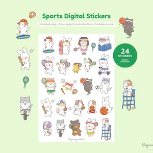 Cute Sports Digital Planner Stickers | Hand Drawn Basketball, Tennis ...