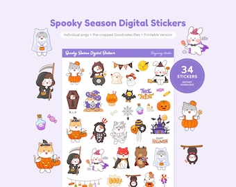 Cute Halloween Digital Stickers Spooky Season Goodnotes - Etsy