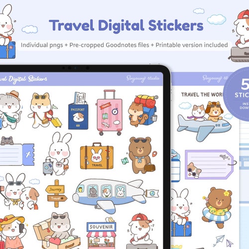 Cute Travel Digital Planner Stickers Holiday Travel - Etsy