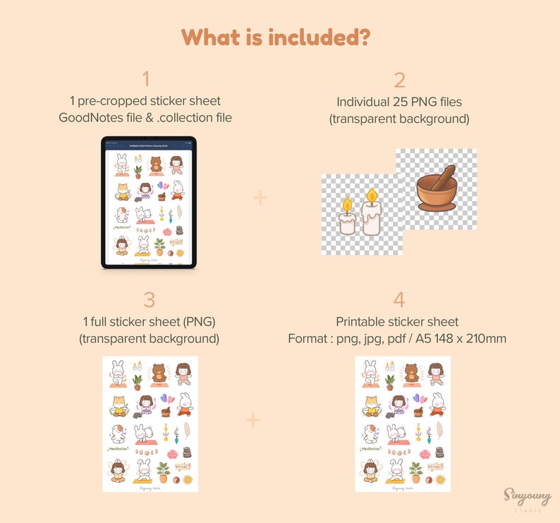 Cute Meditation Digital Planner Stickers Yoga Time Goodnotes - Etsy