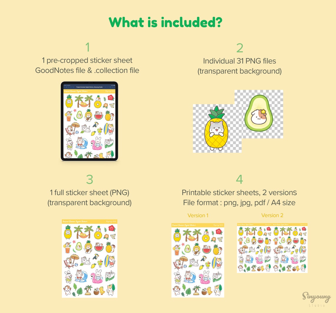 Cute Tropical Summer Digital Planner Stickers Tropical Vibes - Etsy