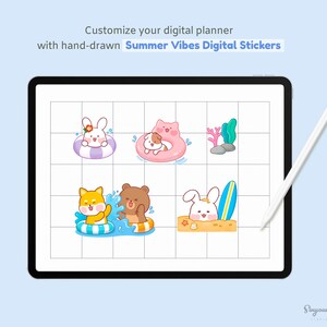 Cute Summer Vibes Digital Stickers | Beach Vacation Goodnotes Sticker ...