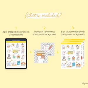 Cute Study Digital Stickers for GoodNotes Planner Hand drawn | Etsy