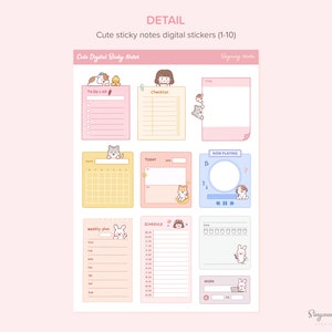 Cute Sticky Notes for Digital Planner | Essential Goodnotes Sticker Set ...