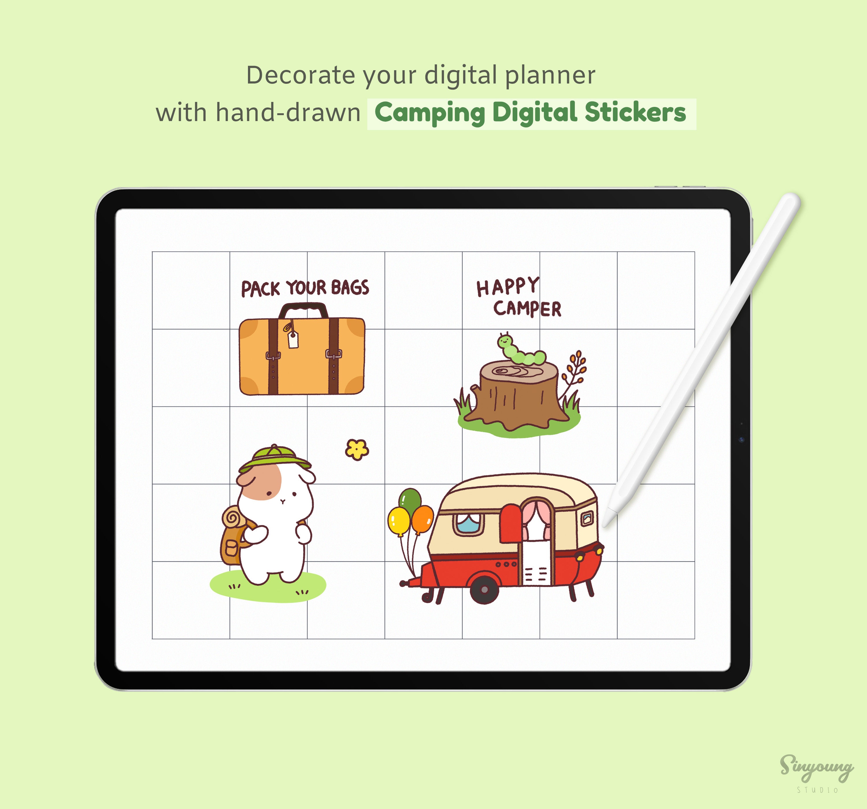 Camping Digital Planner Stickers for Goodnotes, Summer Camp Sticker ...