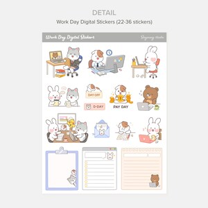Cute Work Day Stickers for Digital Planner | Office Work Goodnotes ...